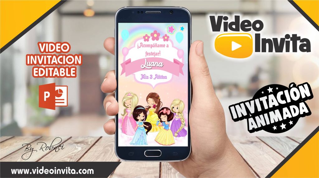 Video Invitación de Princesas Disney Animadas Editable – Video Invita
