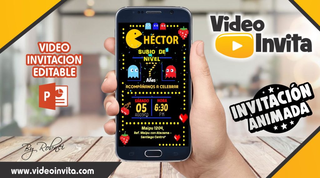 Video Invitación de Pacman Juego Editable – Video Invita