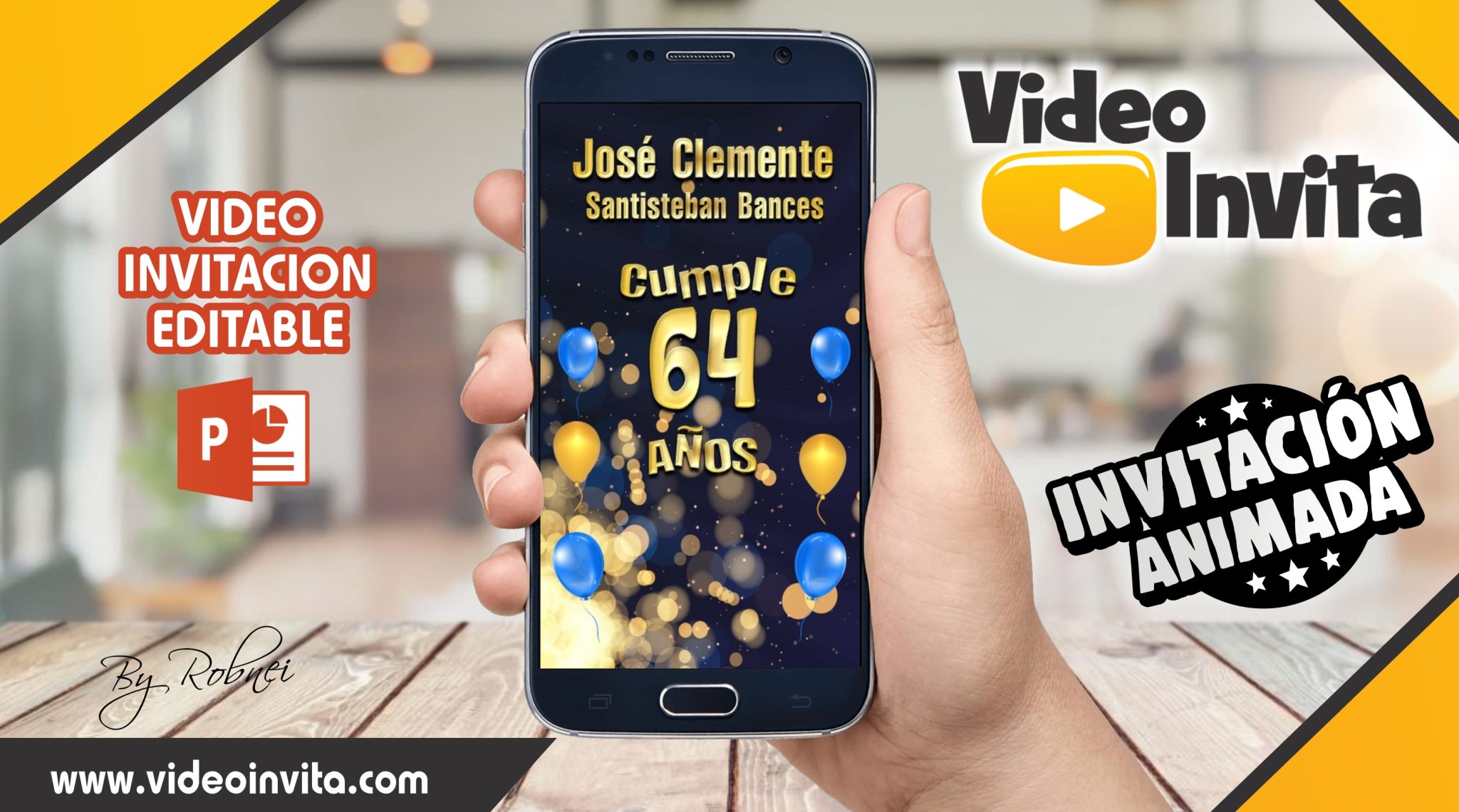 Video Invitación de Cumple Adulto Azul Editable – Video Invita