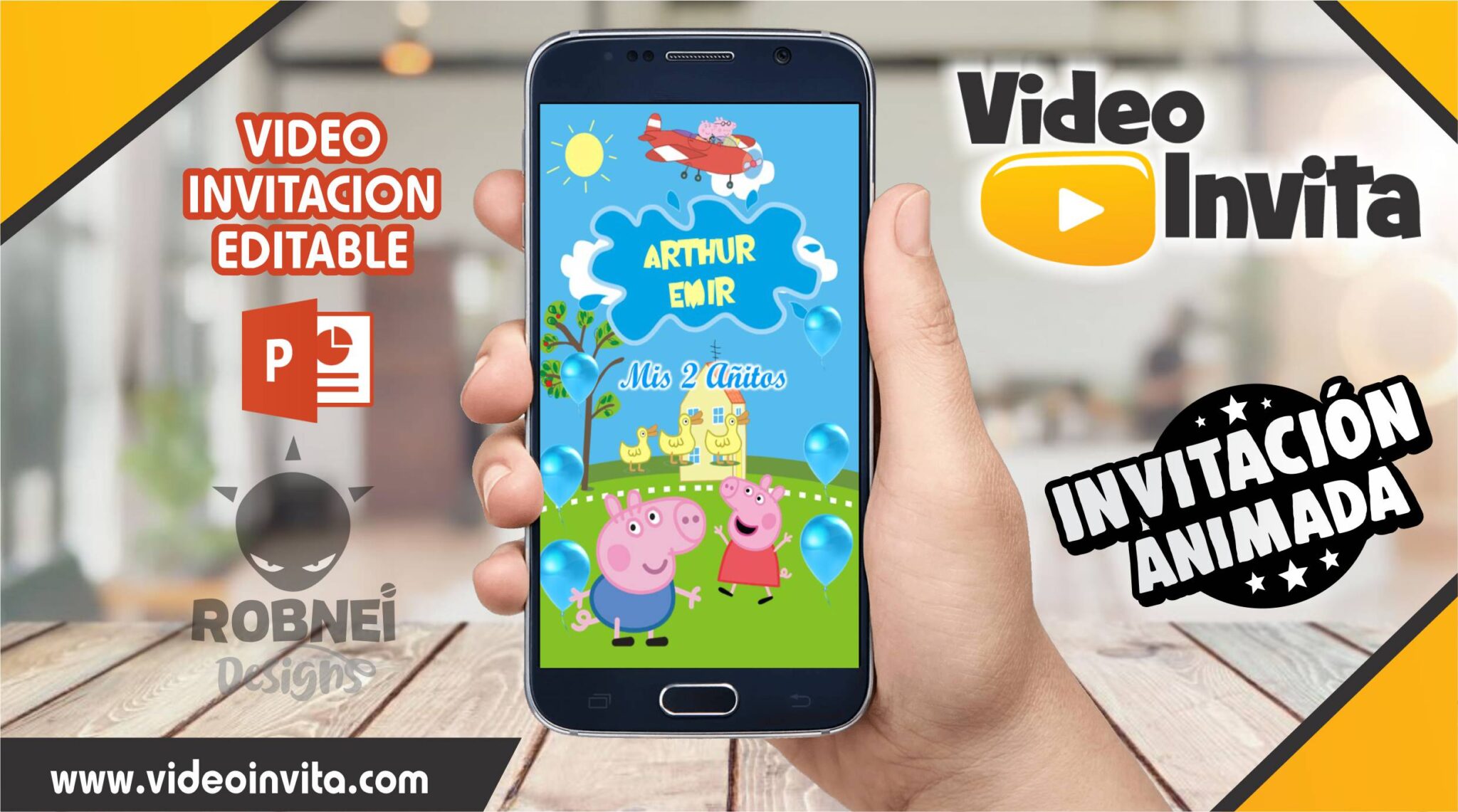 Video Invitación de George Peppa Pig 2 Editable – Video Invita