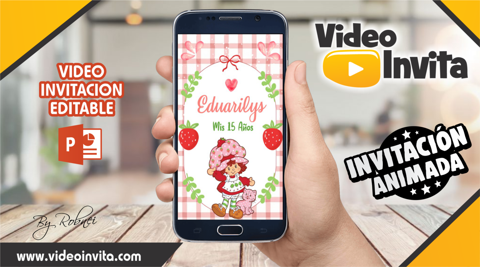 Video Invitación de Fresita Frutilla 15 Años Editable – Video Invita